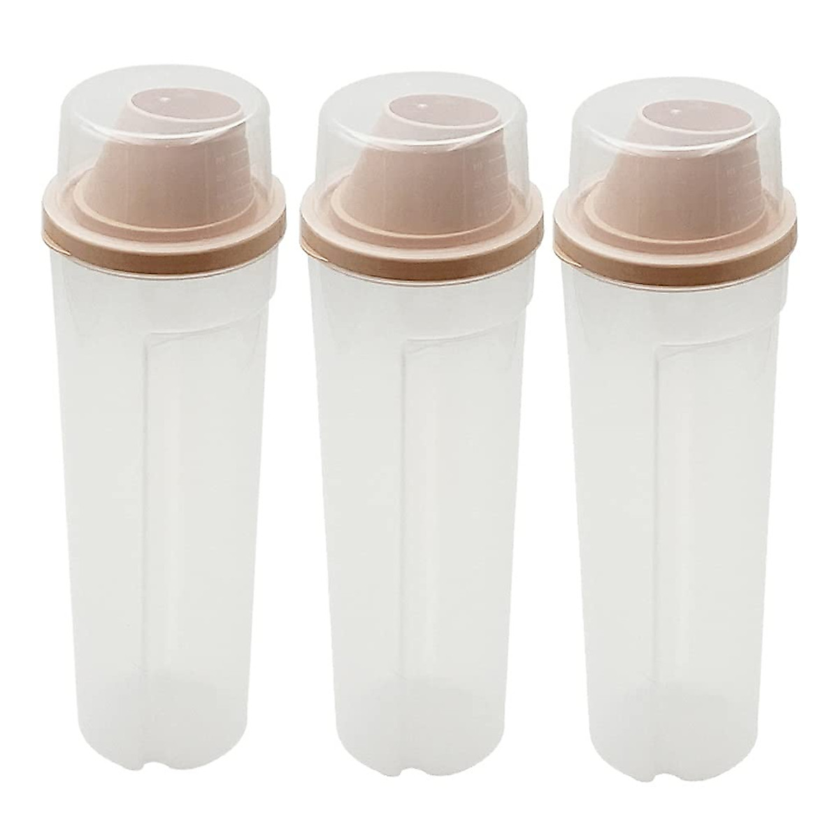 FSHAN Kitchen Jars Plastic Storage Box Kitchen Food Grains Cereal Containers Tall Food Storage Spaghetti Noodle/Pasta Container with Scale Lid Useful Container Set (Color : 3pcs Pink)