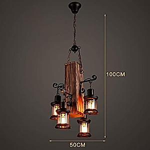 RAUGAJ Lámpara de Araña de 4 Luces Lámpara Colgante de Metal de Personalidad Retro E27 Lámpara Colgante de Barra de Loft Industrial, Altura Lámpara Colgante Vintage Ajustable para la Sala de Estar Caf