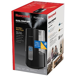 Honeywell Dual Comfort Cool + Warm Mist humidifier. Humidifier for Bedroom, Office, Living Room and Home. Provides Temporary Relief from Dry air discomforts - Black, HWC775B