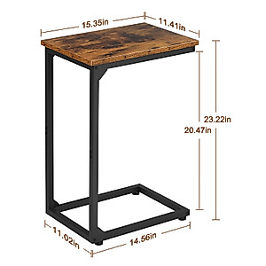 AMHANCIBLE C Shaped End Table, Slide Under Couch Table for Sofa, TV Tray Snack Table, Small Side Table for Small Space, Living Room, Brown HET02CBR1