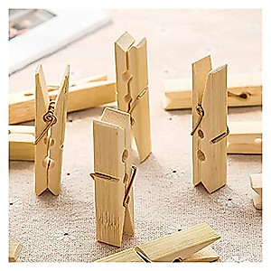 A+TTXH+L Wooden Clothes Pegs Natural Bamboo Clothes Peg Wooden Socks Bed Sheet Wind-Proof Pins Clothespin Craft Clips Household Clothespins (Color : 50Pcs)
