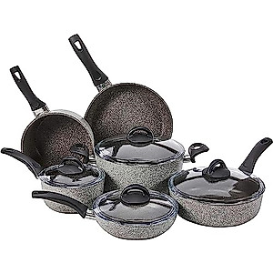 BALLARINI Parma by HENCKELS 10-pc Nonstick Pot and Pan Set, Made in Italy, Set includes fry pans, saucepans, sauté pan and Dutch oven with lid