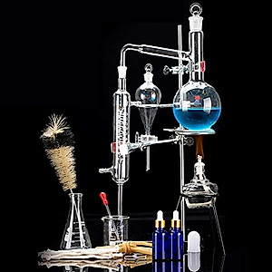 Cherish XT Home Distiller Distilling to Making Your Own Essential Oil, Moonshine, 3.3 Boro Alcohol Distiller Chemistry Lab Glassware Kit,Glass Distilling,Distillation Apparatus 15pcs Set, 500 ML