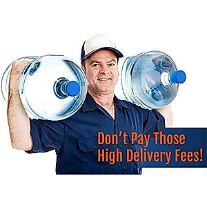 BPA Free Water Dispenser Base with Spigot & 5 Gallon Water Jug Set - Transparent Blue - for Countertops or Stands - Complete Set