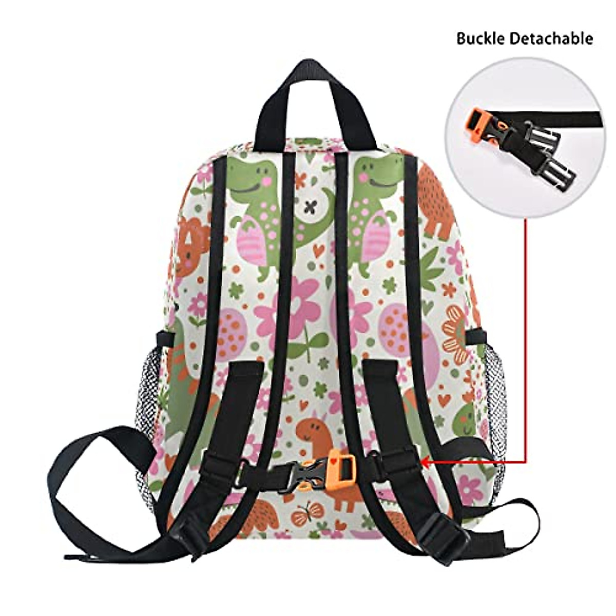 Aflyko Custom Name Cartoon Dino Pink Green Kids Backpack Personalized Daycare Bookbag Kindergarten Daypack for Toddler Girls Boys 10" × 4" × 12"