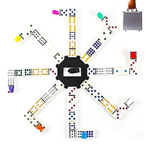 KAILE Mexican Train Dominos Game Set, 91 Tiles Double 12 Color Dots Dominoes Set for Travel Dominoes Game with Aluminum Case