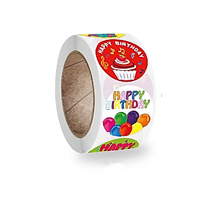 Happy Birthday Stickers 1'' Circle Labels Letters 500 Per Pack New Roll Handicraft Decoration Happy Birthday Sealing Sticker Envelope Wedding Celebration 8 Different Designs Decoration