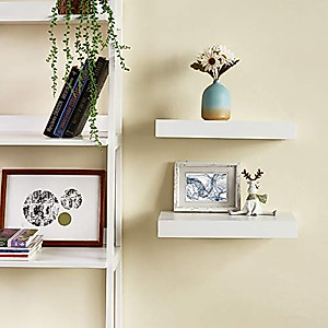 WELLAND New Chicago Floating Shelves Set of 2, 2" Thickness 9.25" Depth Floating Wall Shelves Ledge Shelves, 16-inch, White