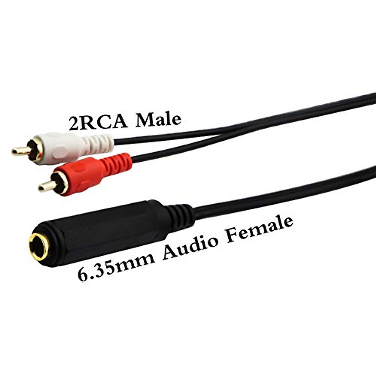 zdyCGTime 6.35mm to 2 RCA Y Splitter Cable, Gold-Plated 6.35mm (1/4 inch) TRS Female to 2 (Dual) RCA Male Stereo Audio Y Splitter Extension Adapter Cable (12Inch/30CM)