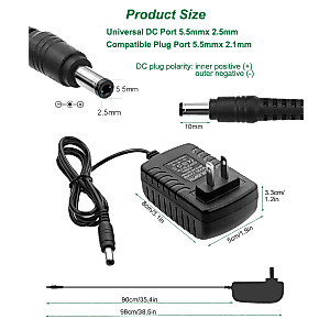 5V 3A 15W Power Supply 100V~240V AC to 5Volt DC Adapter with 5.5mm x 2.1mm Connector Plug for 2.5A 2A 1.5A 1A 500ma 300ma Led Strip, String Lights, CCTV Cameras, Security System
