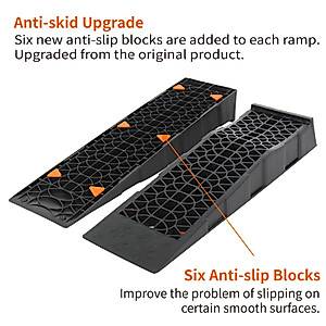 OULEME Low Profile Car Service Ramp with Anti-Slip Pads, 2-1/2" Lifting Height, 4 Pack, Portable for Lift Lowered Low Down Rise Clearance Racing Sports Car Vehicle Maintenance