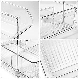 ruishetop 2-Tier Multi-Purpose Pull Out Cabinets Organizer Shelf, Under Sink Cabinet Organizer with Drawer, Sliding Basket Drawer Countertop Organizer Storage for Home Office Kitchen (Clear- 2 Set)