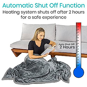 Vive Heated Electric Throw Blanket - 50 X 60 Dark Grey Soft Cozy Throw Blanket - Reversible, Portable - Fast Heating for Couch, Bed, Living Room - Ideal for Men, Women, Adults & Kids