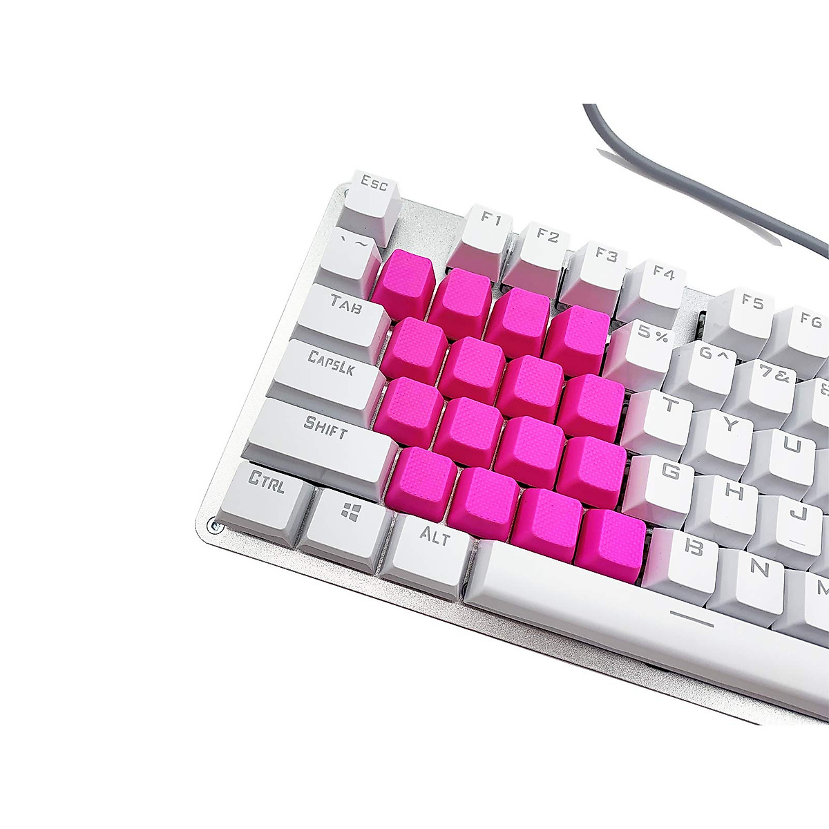 Big Chic Blank TPR Rubber Gaming Keycaps 4 Keys Set 1u for Cherry MX Mechanical Keyboards Compatible OEM (R0, Neon Pink)