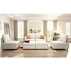 Free Combination Convertible Modular Sectional Sofa with Movable Ottomans and Storage, Oversized Symmetrical U Shaped Reversible Corner Couch with Cupholders, 6 Seat Sofa&Couch Bed for Living Room