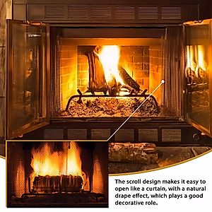 Fireplace Mesh Screen Curtain with Adjustable Rods, 2 Pack Decorative Spark Guard Chain, Easy-to-Install Hanging Replacement Screens for Wood Burning Fireplaces (22" H x 27.5" W)