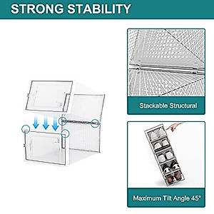 WAYTRIM Stackabke Clear Shoe Box 4 Pack Foldable Shoe Storage Boxes Dorp Front Shoe Organizer Clear Plastic Shoe Containers Fit to Women Size 13 Clear White