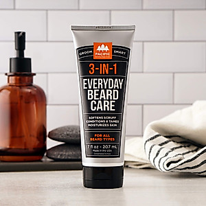 Pacific Shaving Company 3-in-1 Beard Care - Ultra-Concentrated Formula Softens Scruff, Conditions, Tames, and Moisturizes Skin for Any Beard Length - Clean Beard Grooming Products 7 Fl Oz (Pack of 2)