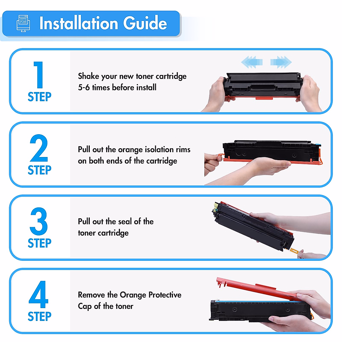 TRUE IMAGE Compatible Toner Cartridge Replacement for HP 410A 410X CF410A CF411A CF412A CF413A Color Pro MFP M477fnw M477fdw M477fdn M452dn M452nw M477 Printer (Black Cyan Yellow Magenta, 4-Pack)
