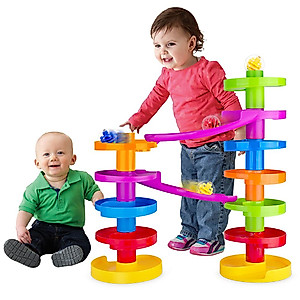 Ball Drop Educational Toy with Bridge - Advanced Spiral Swirl Ball Ramp Activity Playset for Toddlers