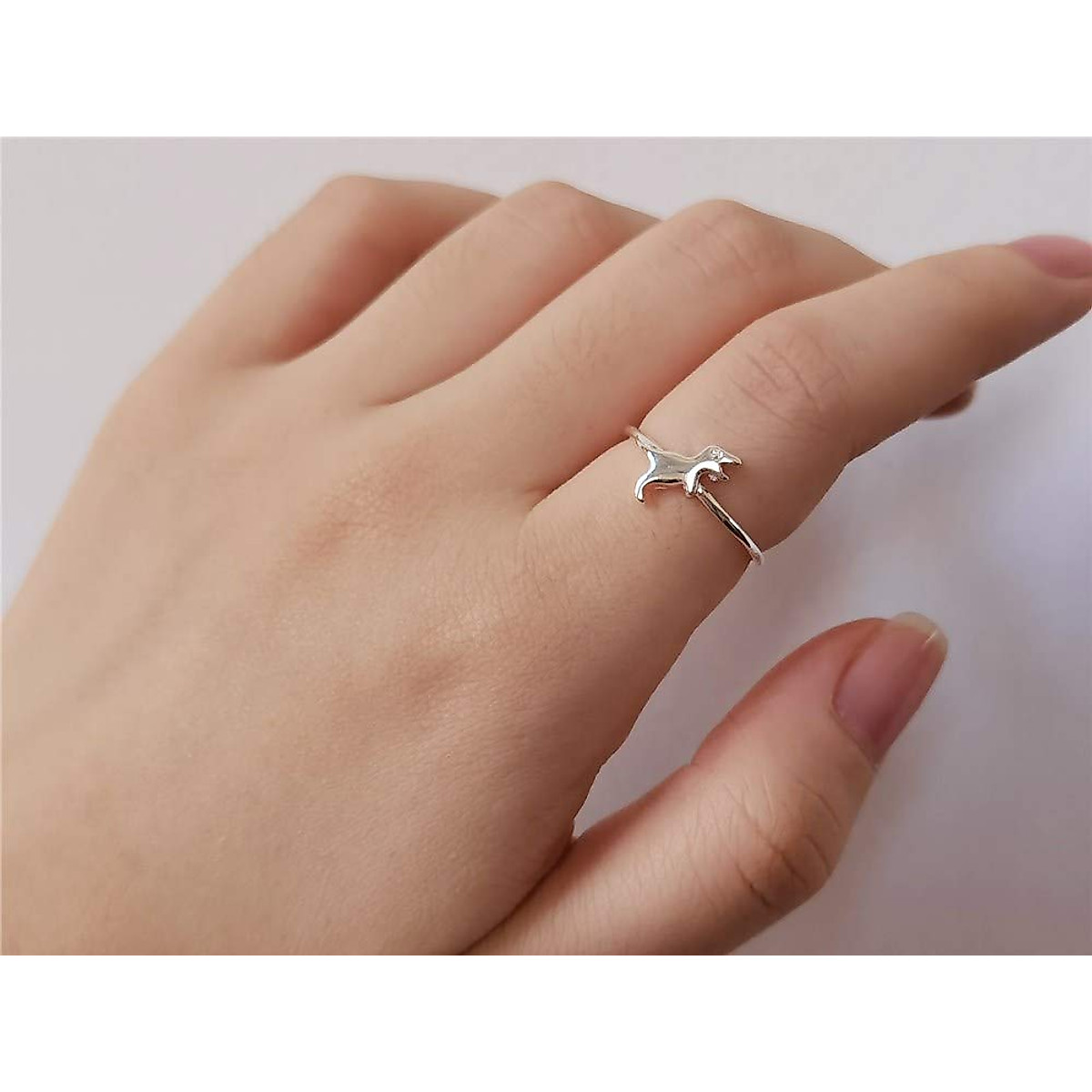 Dinosaur S925 Sterling Silver Ring for Women Girls Men Polished Dragon Animal Expandable Open Finger Rings Adjustable Fashion Unisex Jewelry Christmas Birthday Dainty BFF Gifts