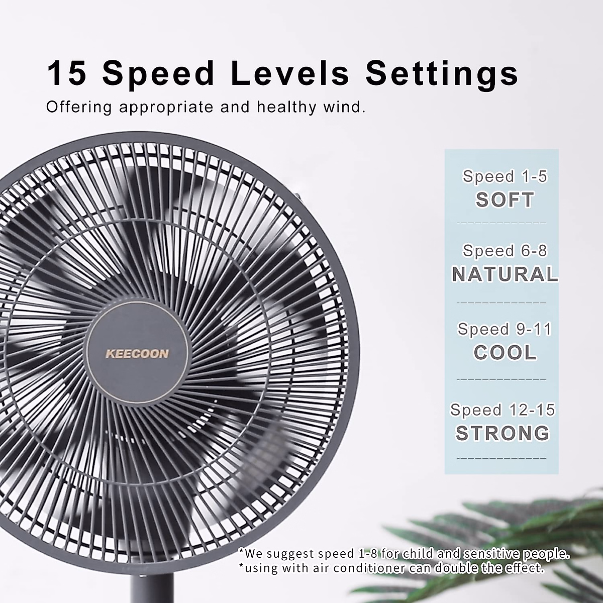 Standing Fan for Patios Home, 360 Degree Oscillating Rechargeable Pedestal Fan with Remote, 37-Inch Tall Cordless Whole House Style Portable Fan, Quiet,15000mAh Battery, 15 Speed Levels&Timer, Gray