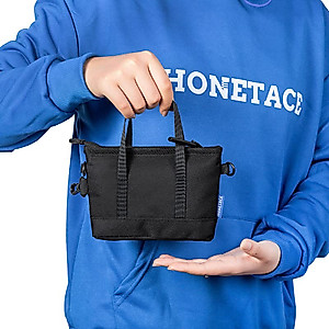 Amazing Pick (Black) Mini Tote Bag for Men Women Small Shoulder Crossbody Cell Phone Bag with Adjustable Shoulder Strap