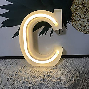 Light Up Marquee Letters Lights Letters Neon Signs,Wall Decor/Table Decor for Home Bar Christmas, Birthday Party, Valentinefs Day Words-Warm White Letters(C)