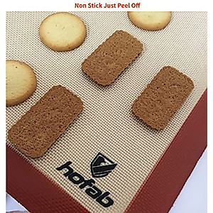 hofab 2PCS Silicone Baking Mat, Non-stick Reusable Baking Mat for Macarons/Pastries/Cookies-(1 Macaron Silicone Mat 1 Unpatterned Silicone Mat)11.6"x16.5"