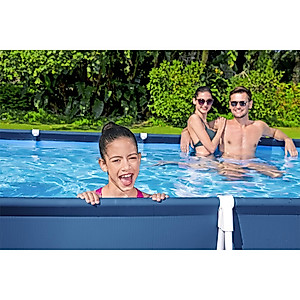 Bestway Steel Pro 13 Feet x 7 Feet x 32 Inch Rectangular Metal Frame Above Ground Outdoor Backyard Swimming Pool, Blue (Pool Only)