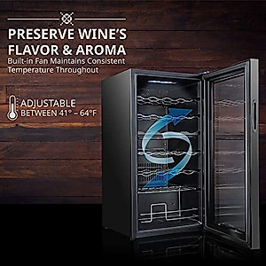 Ivation 28 Bottle Compressor Wine Cooler Refrigerator w/Lock | Large Freestanding Wine Cellar For Red, White, Champagne or Sparkling Wine | 41f-64f Digital Temperature Control Fridge Glass Door Black