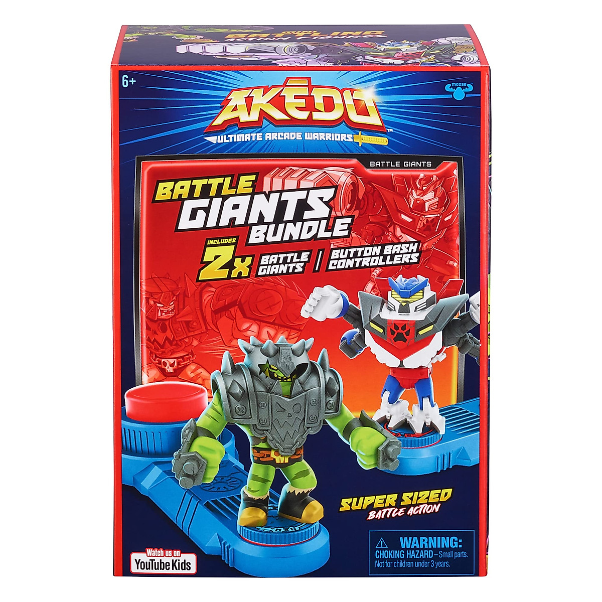 Akedo - Ultimate Arcade Warriors Battle Giants Versus Pack - Scratch-Atron VS Tonk - Mini Battling Action Figures Ready, Fight, Split Strike