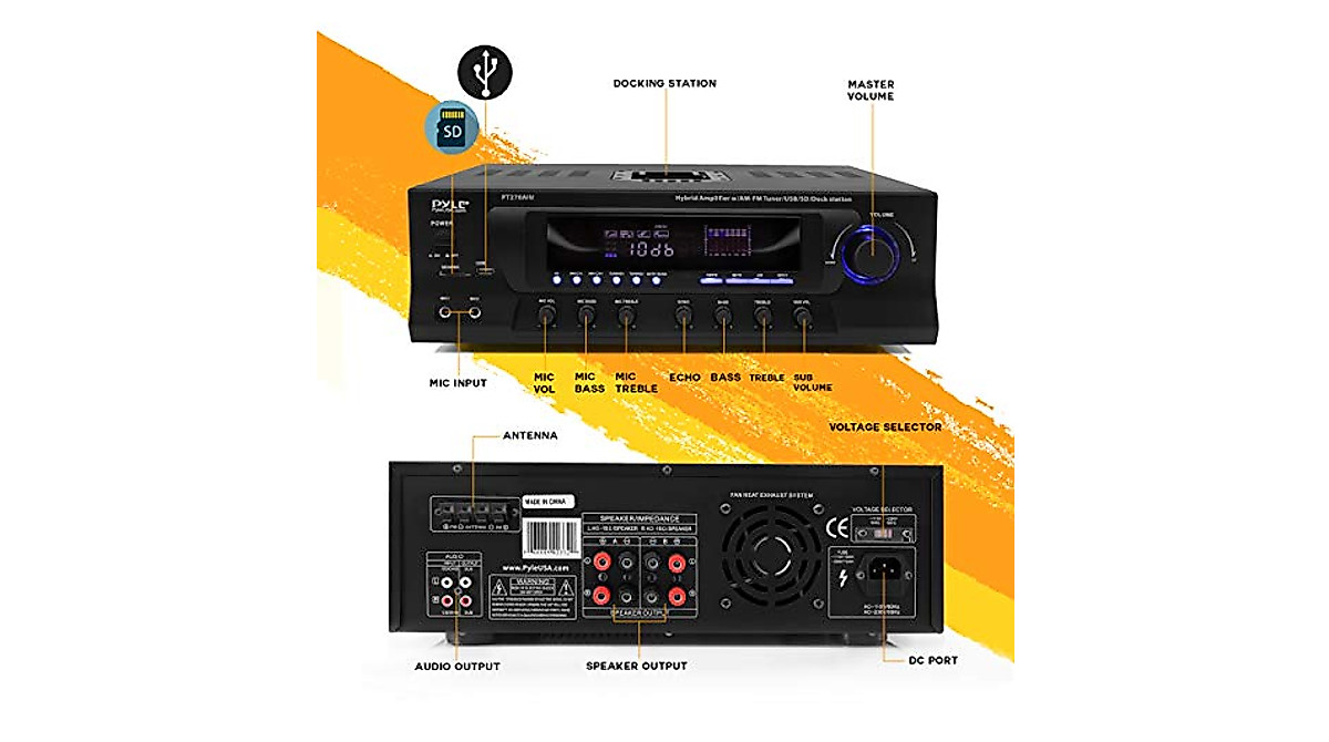 Pyle 300W Stereo Receiver System - AM/FM, MP3 & iPod Input