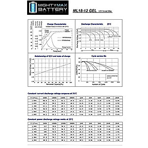 Mighty Max Battery ML18-12GEL - 12 Volt 18 AH, GEL Type, Internal Thread (INT) Terminal, Rechargeable SLA AGM Battery