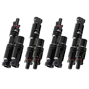 Sun YOBA 2 Pairs T/Y Branch Cable Connectors 2 to 1 Cable Splitter for Solar Panel System Connectors MMF and FFM Splitter Coupler Wire Branch
