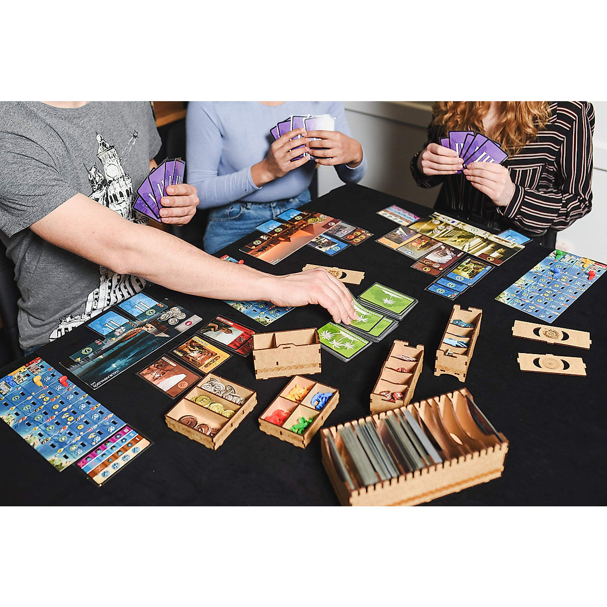 TowerRex Board Game Organizer for 7 Wonders board game box 1st Ed, 7 Wonders Cities expansion, 7 Wonders Armada expansion, 7 Wonders Leaders, 7Wonders game organizer insert storage kit accessories