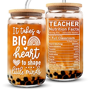 HEXMOZ Teacher Appreciation Gifts - Teacher Gifts for Women, Teacher Day Gifts, Thank You, Funny Birthday Gift Ideas - 1st, First Day, End of Year, Back To School Present - 16oz Teacher Glass Cup