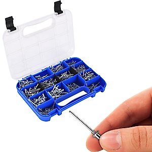 Bolt Dropper 500pc Blind Rivet Assortment Set | All Aluminum Material | Silver Finish | Durable Metal Joining Solution for Projects | Easy-to-Use Blind Rivets | Organized Storage Case with 14 Grids