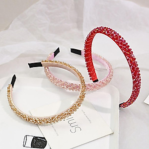 Ruihfas Fashion Sparkle 4 Rows Crystal Rhinestone Headbands Beaded Hair Hoop Band (Black)