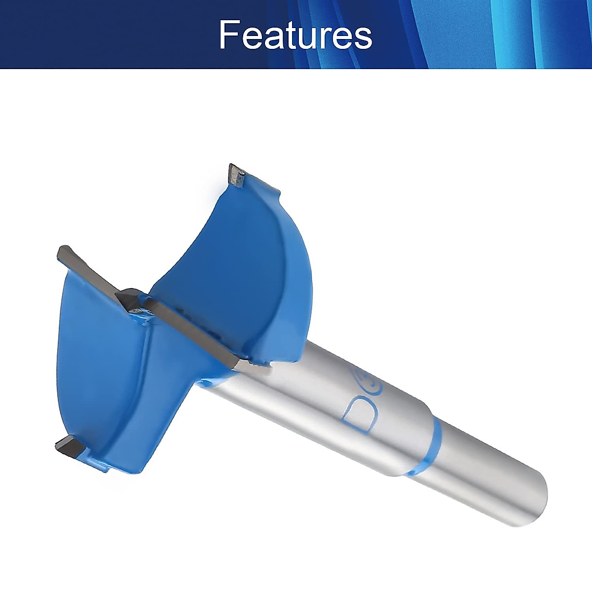 Hegebeck Forstner Drill Bit, 38mm Carbide Woodworking Hole Saw, Wood Drilling Cutter Boring Drill Bits with Round Handle, for Wood, Plastic, Plywood, Blue, 1pcs