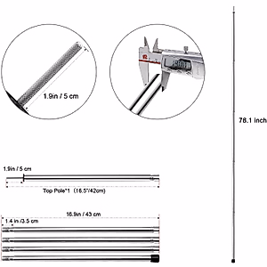 KOMCLUB Tent Poles Adjustable Tarp Poles Heavy Duty Stainless Steel Camping Poles Lightweight 78" Collapsible Canopy Pole for Tarp Telescoping Tent Poles for Awning Hiking Tarp Shelter Set of 2