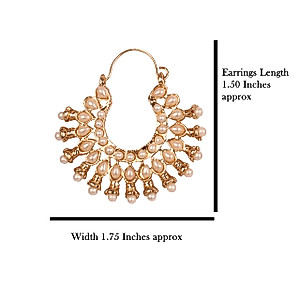 NEW! Touchstone Indian Bollywood Exclusively Handcrafted Traditional Pearls Designer Jewelry Earrings In Antique Gold Tone for Women.