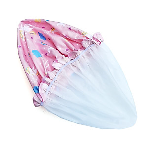 HOMESJUN Shower Cap, 3 Packs Waterproof Reusable Bath Caps for Women Hair, Double Layers Elastic Shower Hat Hair Protection