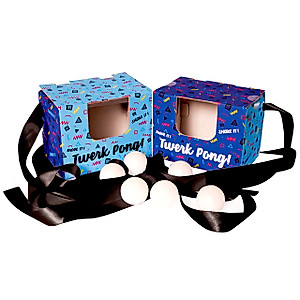 Fizz Creations Twerk Pong Novelty Game. The Original Twerk Family Party Game. Includes 10 Balls, Ribbon & Cardboard Boxes. Twerk to Shake The Ping Pong Balls Out!