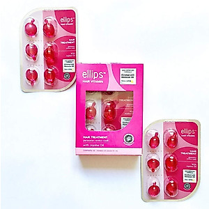 Ellips Hair Vitamins Travel packs No Need to Rinse – with Argan Macadamia Avocado Oils – Vitamins A C E Pro Vitamin B5 – Best Hair Oil Conditioner for All Hair 2020 version (Pink)