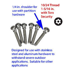 Harris Hardware 90202 T27 Torx Security Stainless Steel 10/24 Threaded Shoulder Bolts and Barrel Nuts for a 1-1/4 in. Panel and 2 Torx Bits