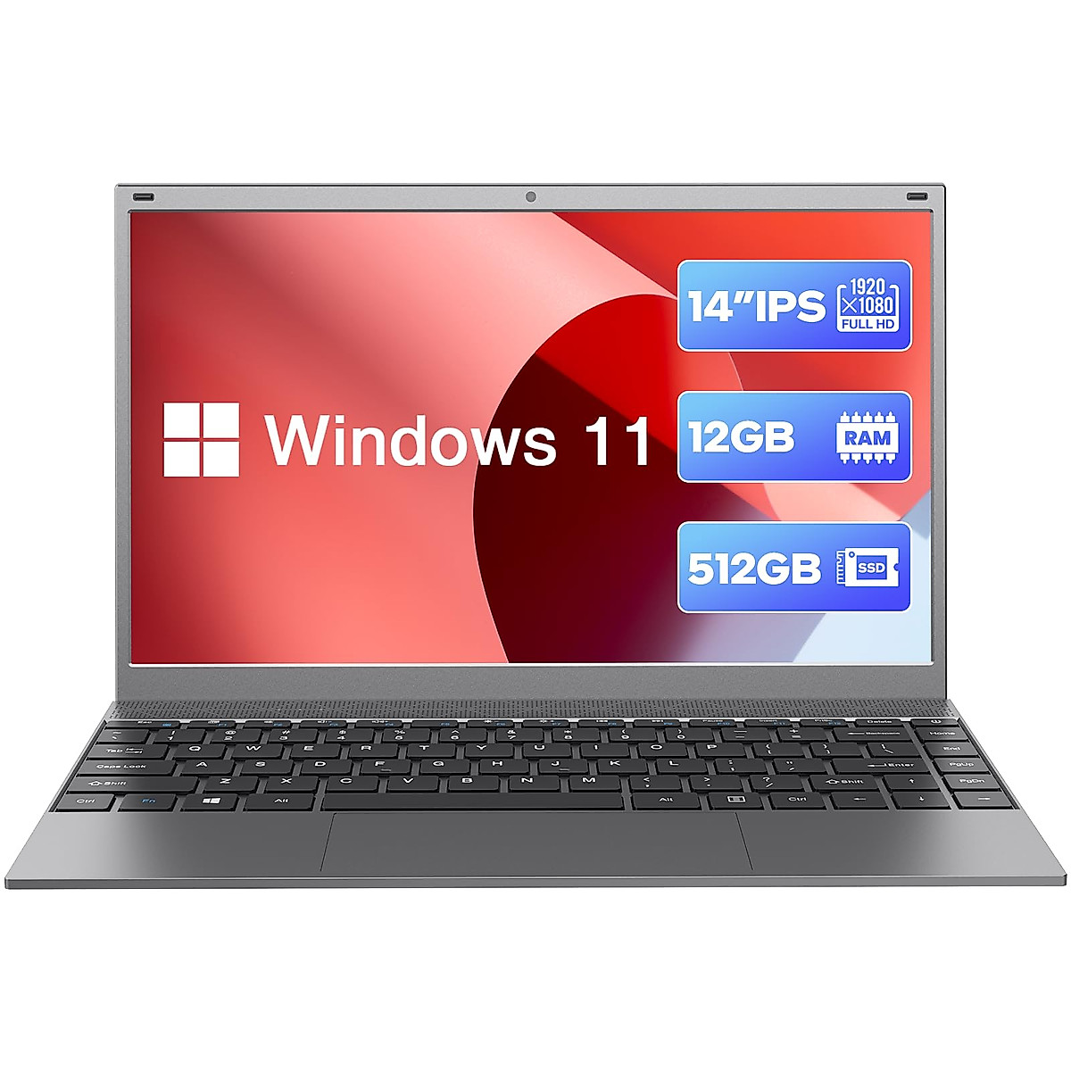 WIPEMIK Laptop, Win 11 Laptop Computer, 12GB RAM 512GB SSD, Quad-Cores N4120 Processor, 14" Full HD Win 11 Pro Laptops, Support 2.4G/5G WiFi, Bluetooth 4.2, USB 3.0, Long Lasting Battery
