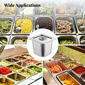 8 Pack Hotel Pans 1/6 Size with Lid, 6 inch Deep Stainless Steel Steam Table Pan, Anti Jam Steam Pan Metal Food Pans for Restaurant Cafeteria Party Catering