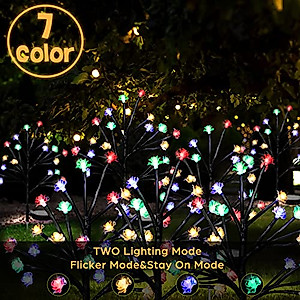 12 Pack Solar Powered Garden Tree Lights Outdoor Decorative Waterproof Colorful Solar Powered Fairy Landscape Tree Lights Solar LED Flower Lights for Pathway Yard Lawn Patio Christmas Decorations