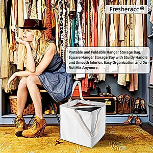 Clothes Hanger Organizer Holder for Space Saving, Fresheracc Hanger Triangle Storage Bag with Handles for Closet Tidier Laundry Rooms Wardrobe Drying Rack(Square)